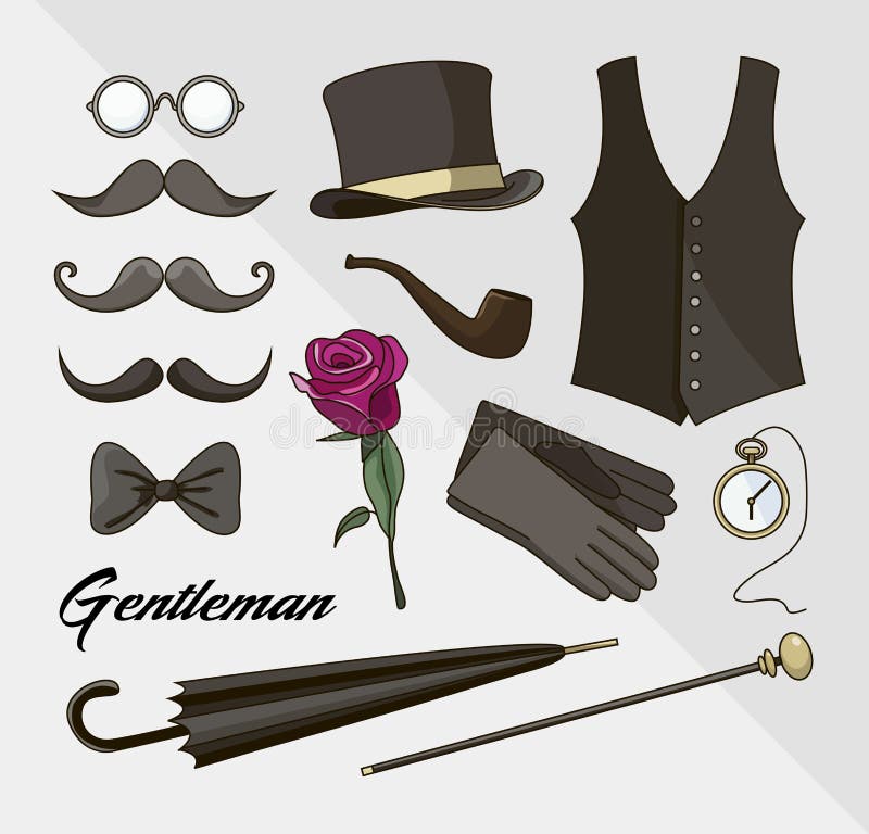 Set of Vector Elements for Gentlemen Stock Vector - Illustration of ...