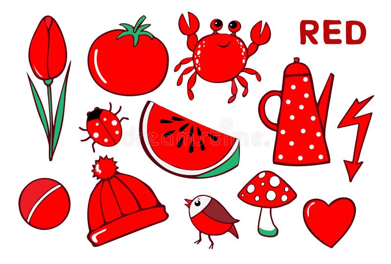 Set of Vector Elements in Red for the Game. Stock Vector - Illustration ...