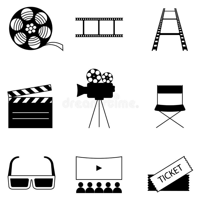 Set of Vector Elements on the Theme of Cinema. Stock Vector ...