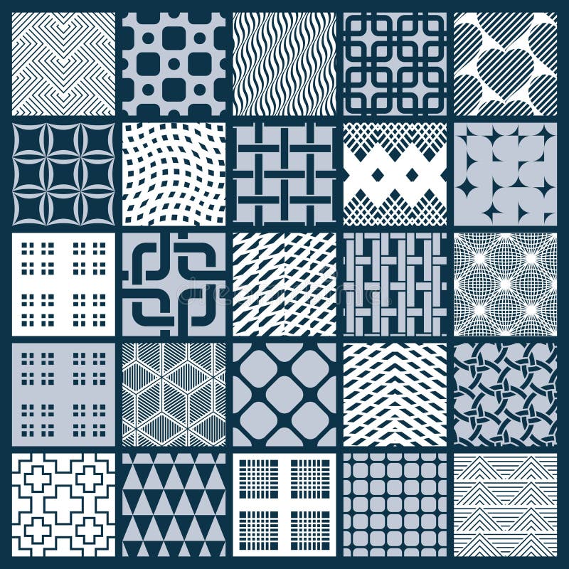 Set of Vector Endless Geometric Patterns Composed with Different Stock ...