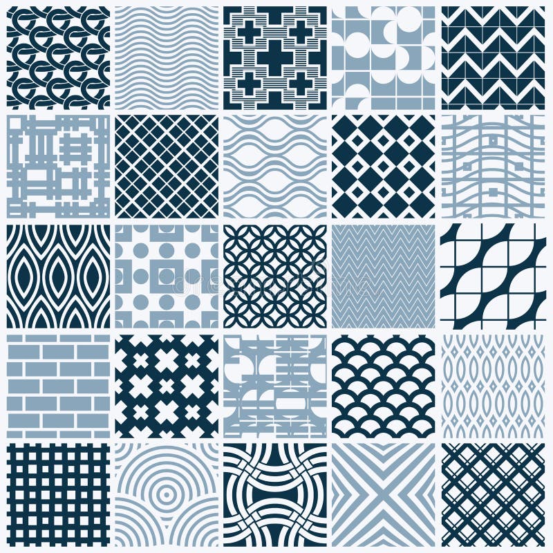 Set of Vector Endless Geometric Patterns Composed with Different Stock ...