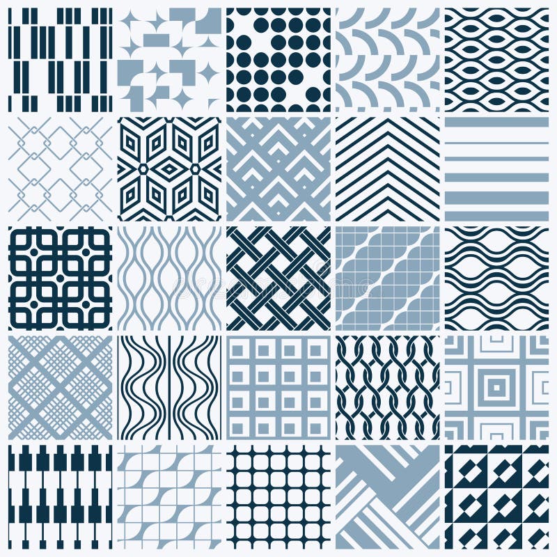 Set of Vector Endless Geometric Patterns Composed with Different Stock ...