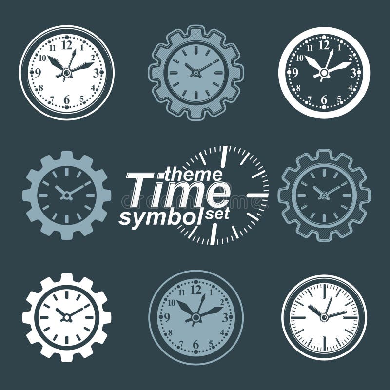 Set of Vector Engineering Components, Cog Wheels. Time Stock Vector ...
