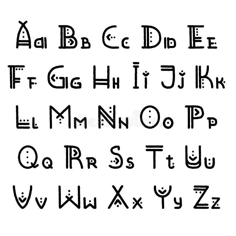 Set of Vector Ethnic Alphabet Letters. Uppercase and Lowercase Letters ...