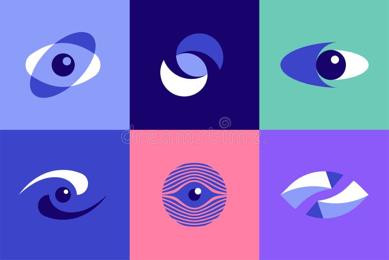 Set of 6 Vector Eye Logos. Sharp Eyesight, Creative Vision Stock Vector ...