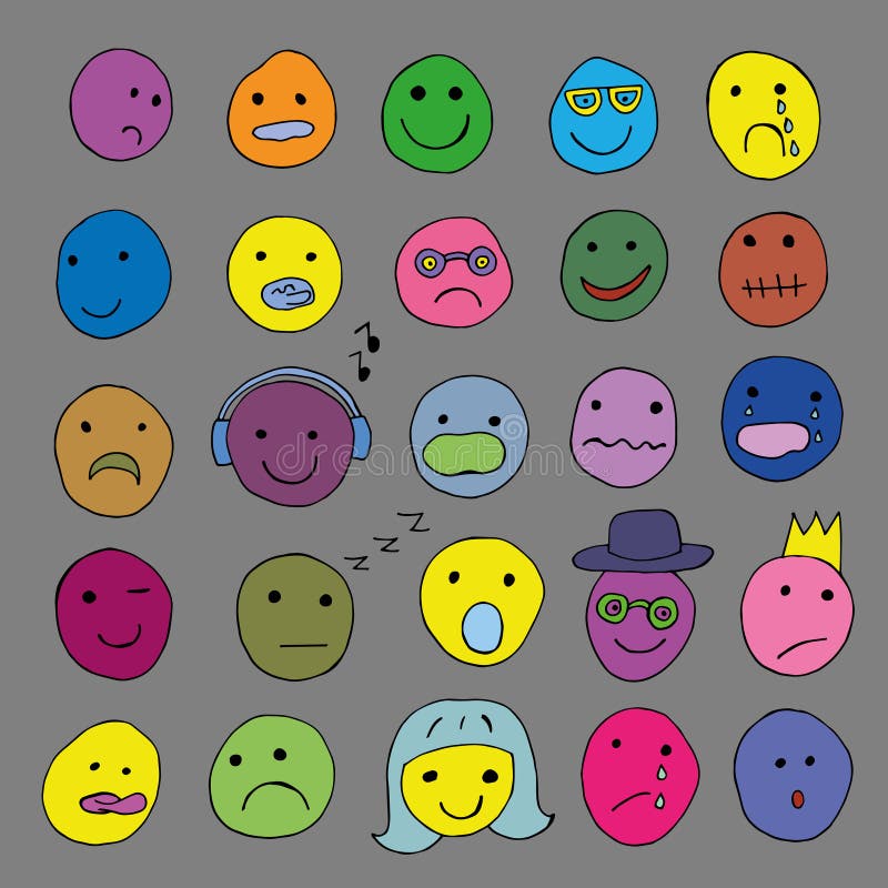 Set of Vector Faces with Different Emotions Isolated on a White ...