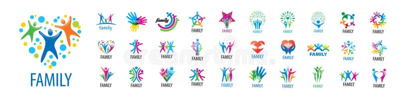 A Set of Vector Family Logos on a White Background Stock Vector ...