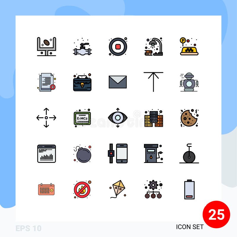 Set of 25 Vector Filled Line Flat Colors on Grid for Study, Light ...