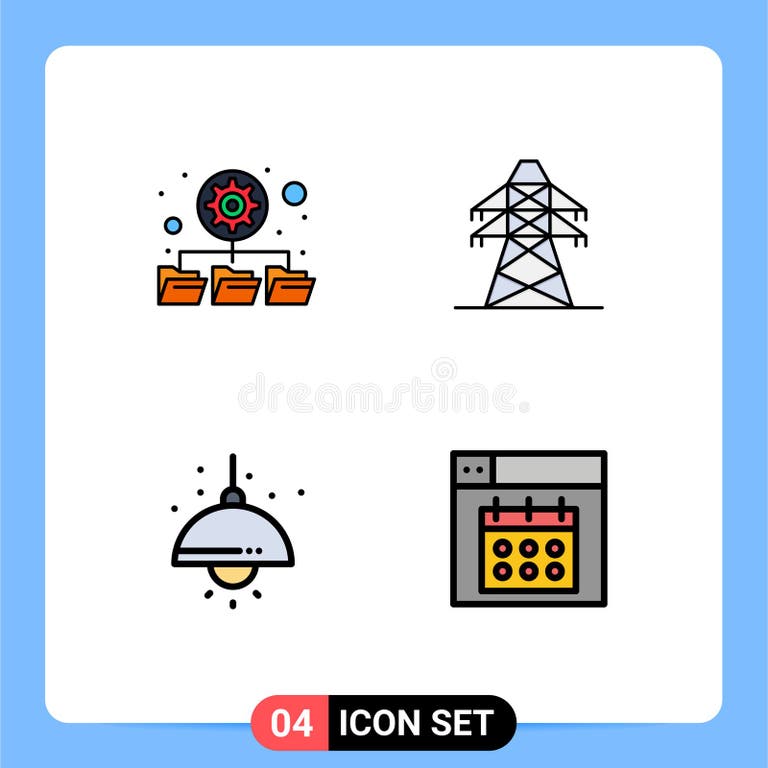 Set of 4 Vector Filledline Flat Colors on Grid for Database, Lump ...