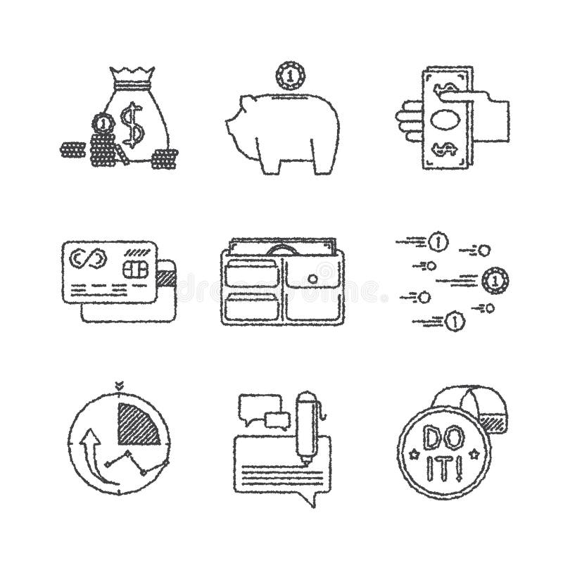 Set of Vector Financial Icons and Concepts in Mono Thin Line Style ...