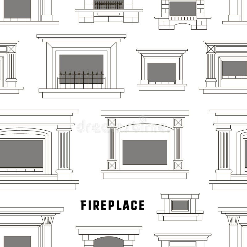Set of Vector Fireplace Icons Design Pattern Stock Vector ...