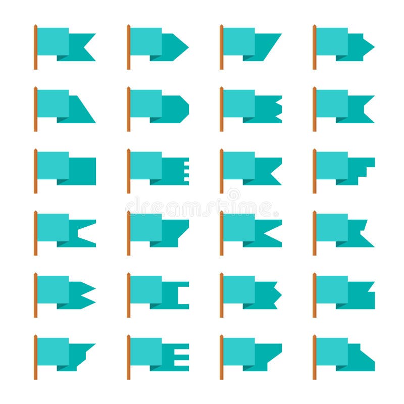 Set of Vector Flags and Banners in Flat Style Stock Vector ...