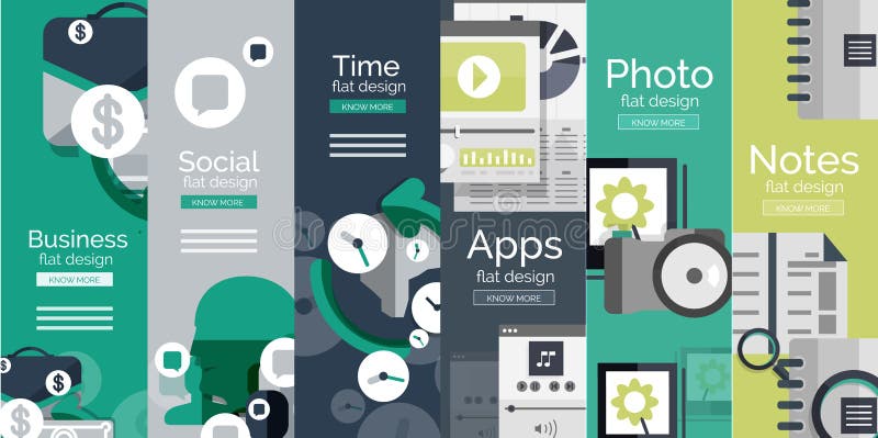 Set of Vector Flat Banner Concepts Stock Vector - Illustration of ...