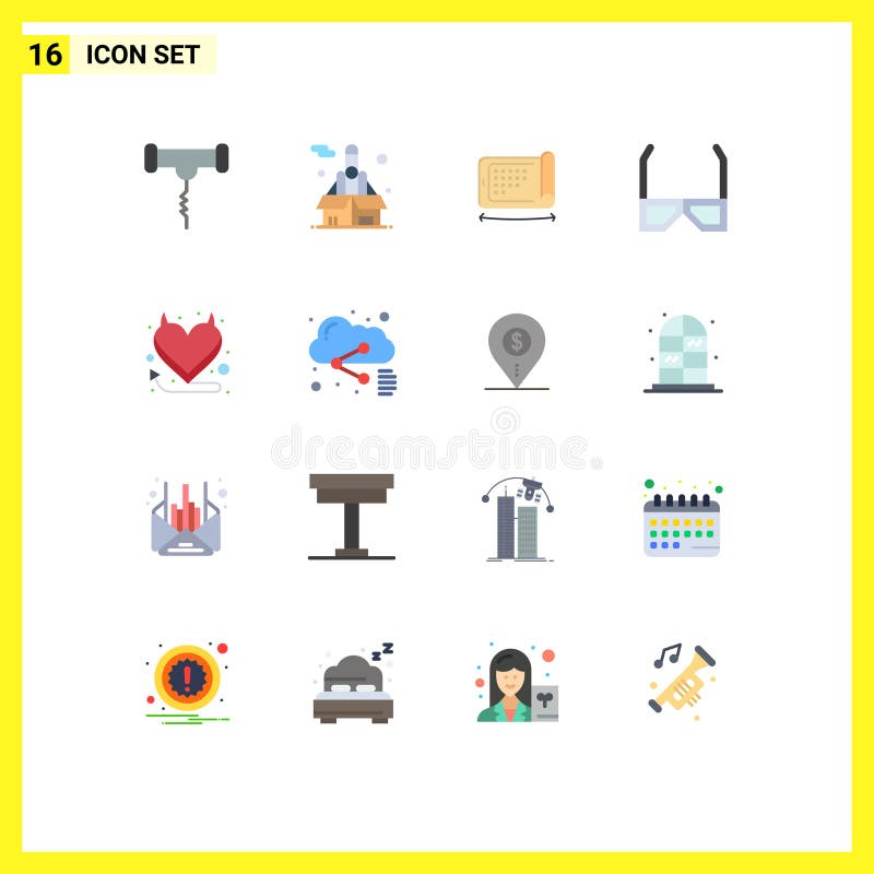 Set of 16 Vector Flat Colors on Grid for Devil, Tv, Mobile, Hd ...