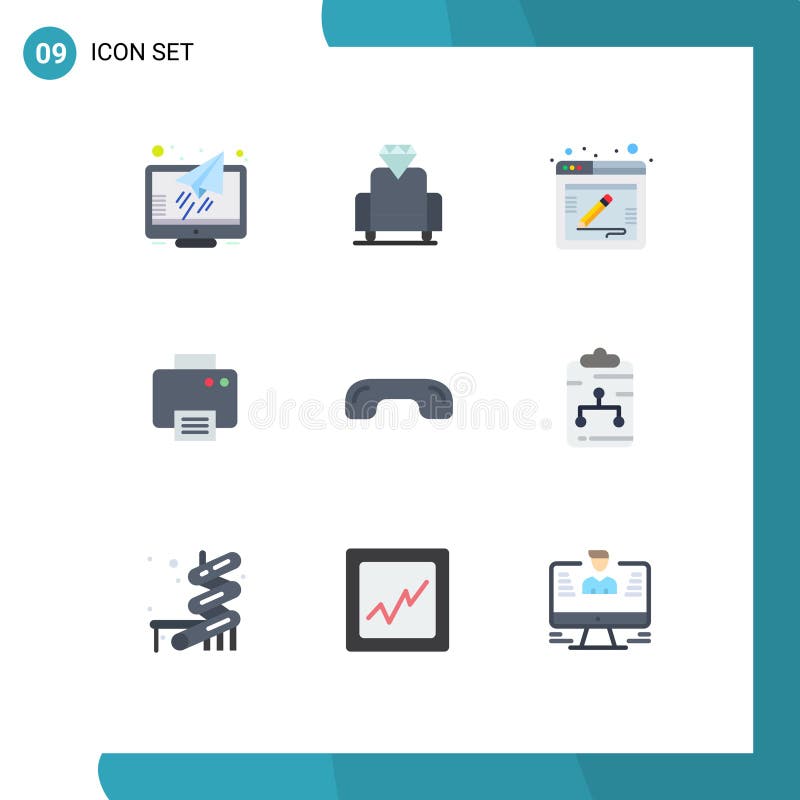 Set of 9 Vector Flat Colors on Grid for Hang Up, Decline, Comment ...