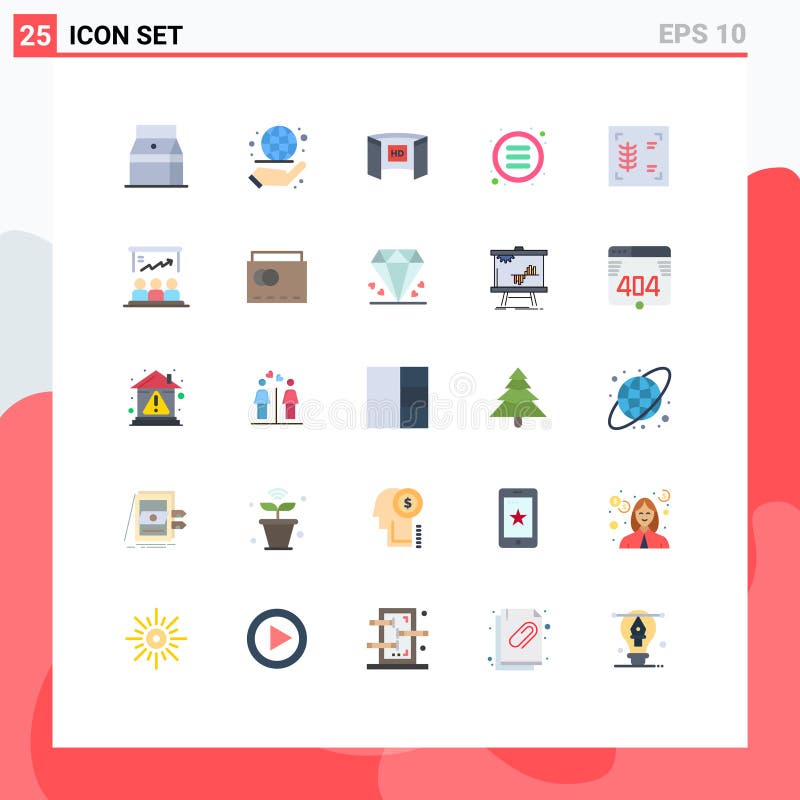 Set of 25 Vector Flat Colors on Grid for Options, Control, Management ...