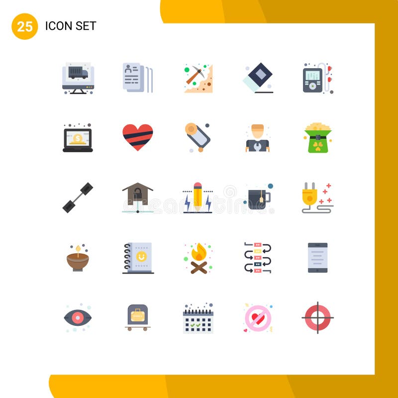 25 User Interface Flat Color Pack of Modern Signs and Symbols of Player ...