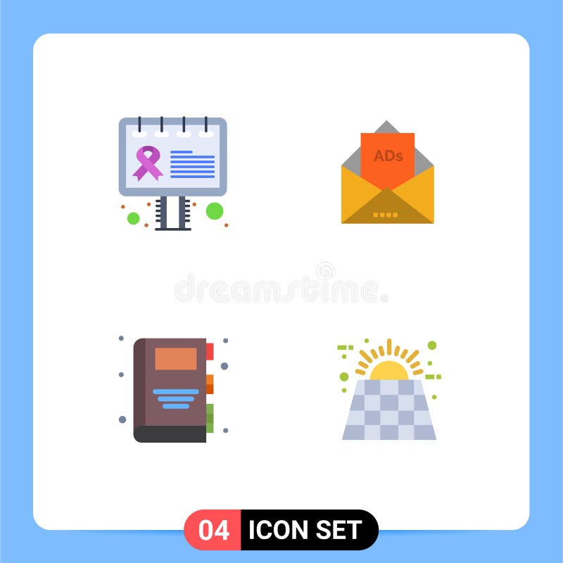 Flat Icon Pack of 4 Universal Symbols of Advertisement, Back To School ...