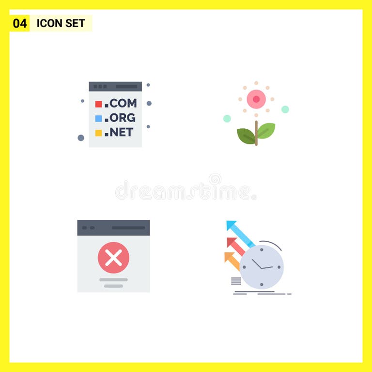 Set of 4 Vector Flat Icons on Grid for Browser, Communication ...
