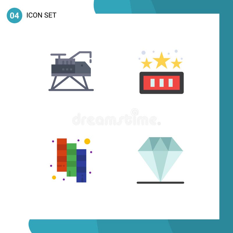 Set of 4 Vector Flat Icons on Grid for Construction, Design, Platform ...