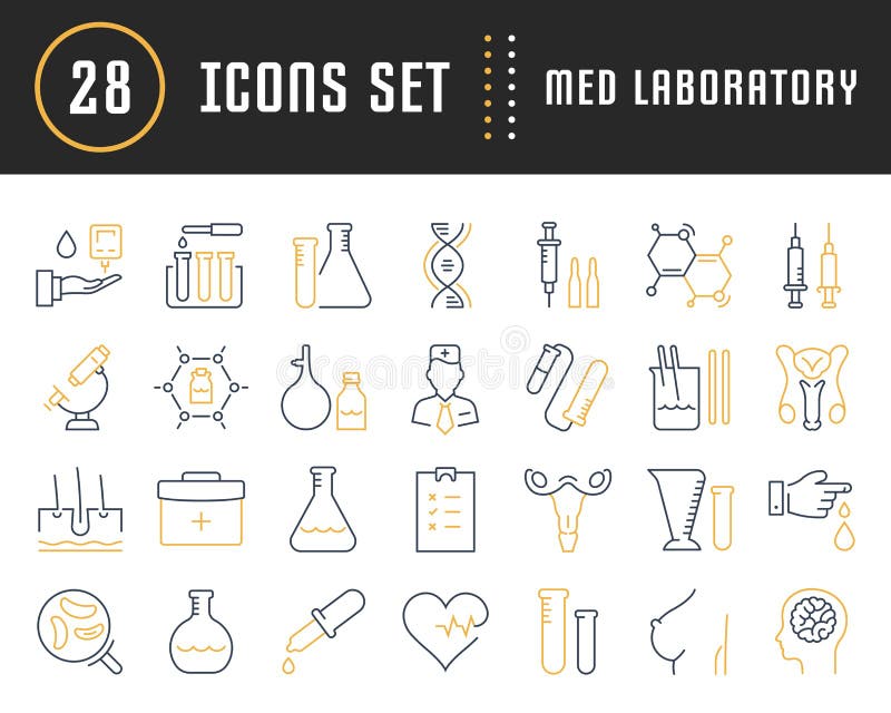 Set Vector Flat Line Icons Medical Laboratory Stock Illustration ...
