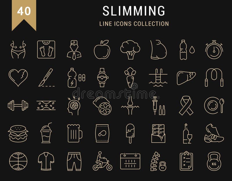 Set Vector Flat Line Icons Slimming Stock Illustration - Illustration ... Set Vector Flat Line Icons Slimming Stock Illustration - Illustration ...