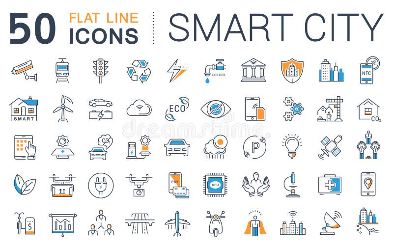 Smart City Icons and Symbols Stock Vector - Illustration of grey ...