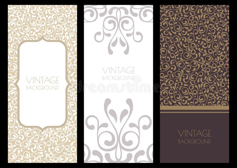 Set of Vector Flourish Banner Backgrounds and Seamless Pattern. Stock ...