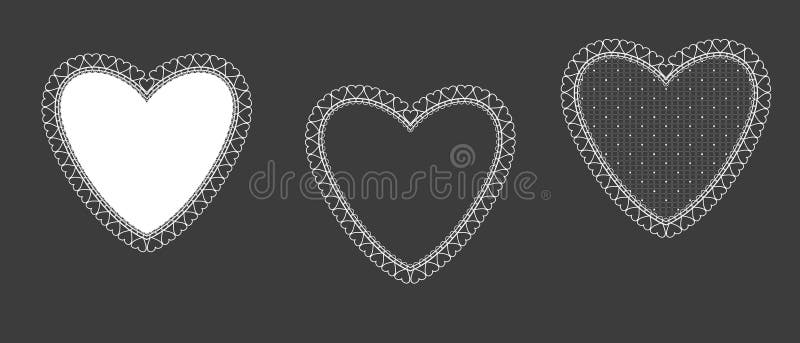 Set Vector Frame with Lace Border in the Shape of a Heart. Concept of ...