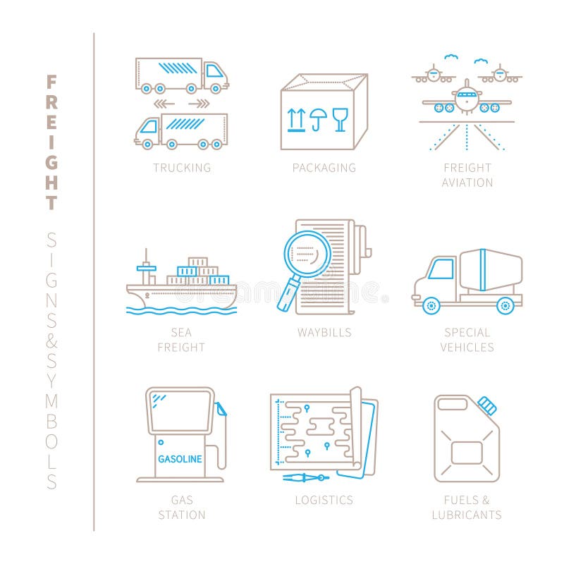 Set Of Vector Freight Icons And Concepts In Mono Thin Line Style Stock ...