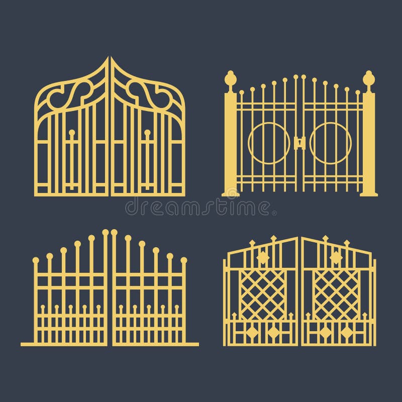Set of vector gates. stock vector. Illustration of doors - 242080702