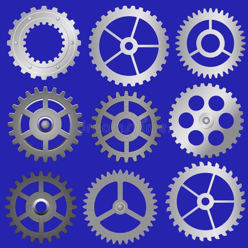 Vector Set of Silhouettes of Gears and Other Round Stock Vector ...