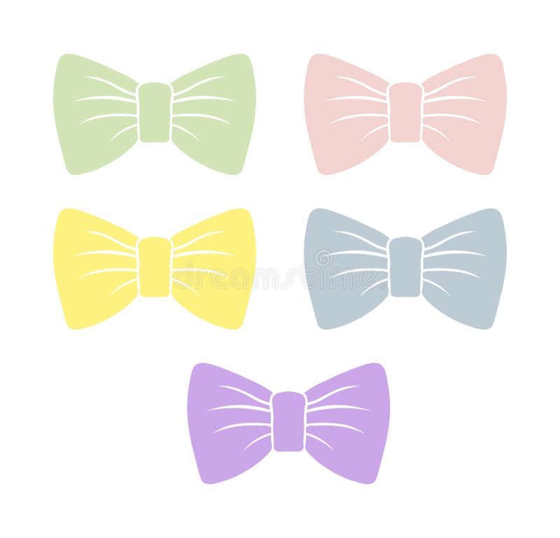 Set of Vector Gentle Bows. Pastel Bow Silhouette for Decoration and ...