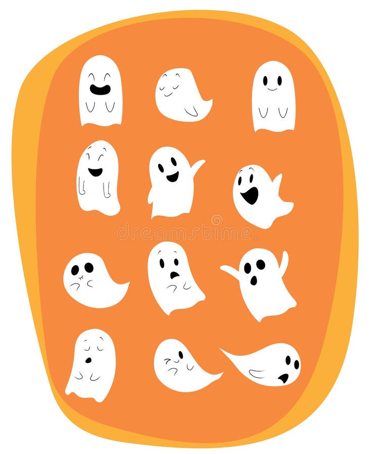 Set of Vector Ghosts for Halloween Design. Stock Vector - Illustration ...