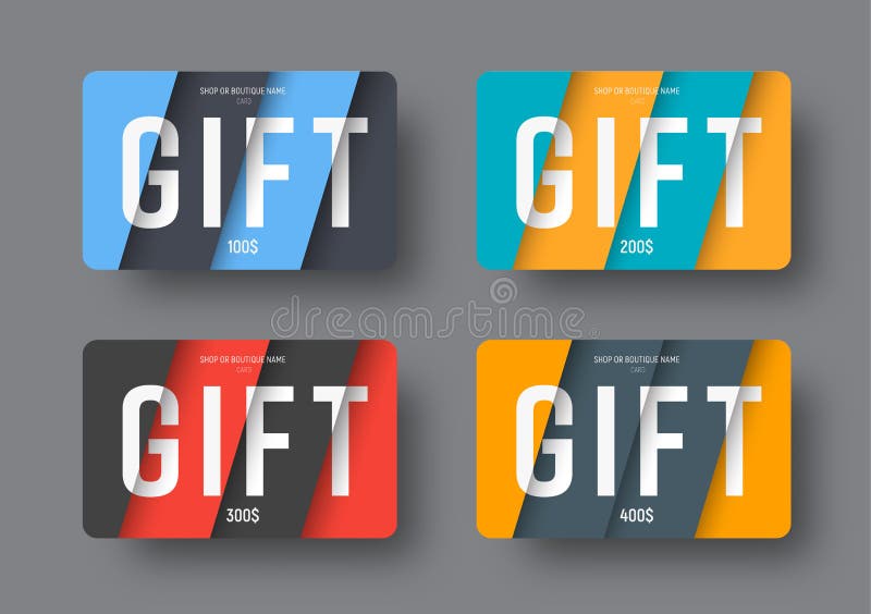Set of Vector Gift Cards in a Modern Style of Material Stock Vector ...