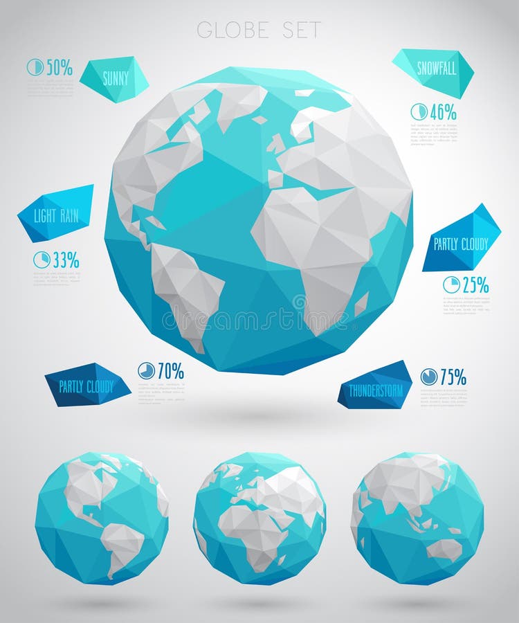 Set of vector globes stock vector. Illustration of polygon - 54302766
