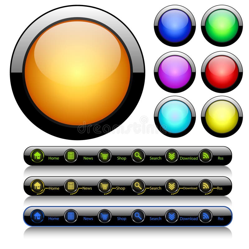 Vector Buttons for Web Design Stock Vector - Illustration of glowing ...