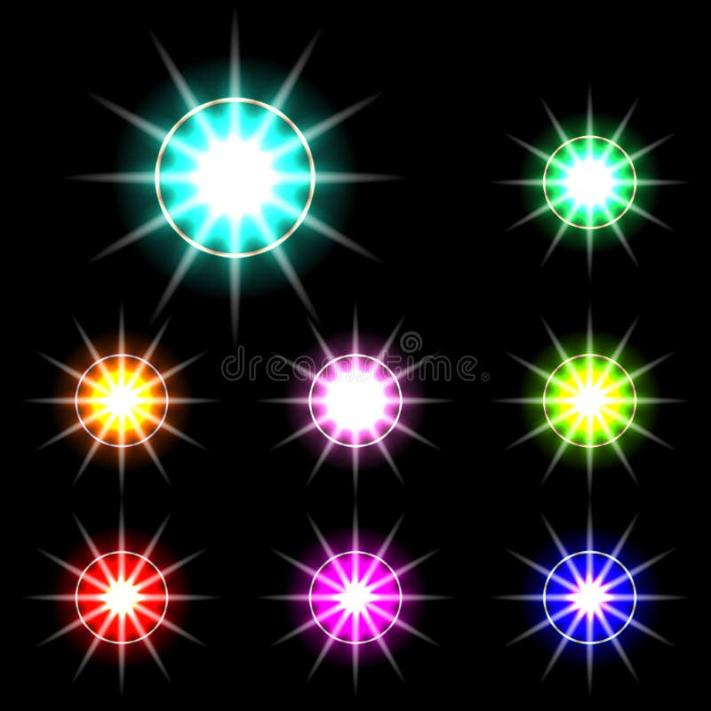 Set of Vector Glowing Special Light Effect Star 3 Stock Vector ...