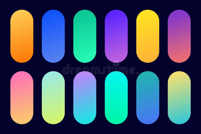 Set of Vector Gradients, Modern Combinations of Colors and Shades Stock ...