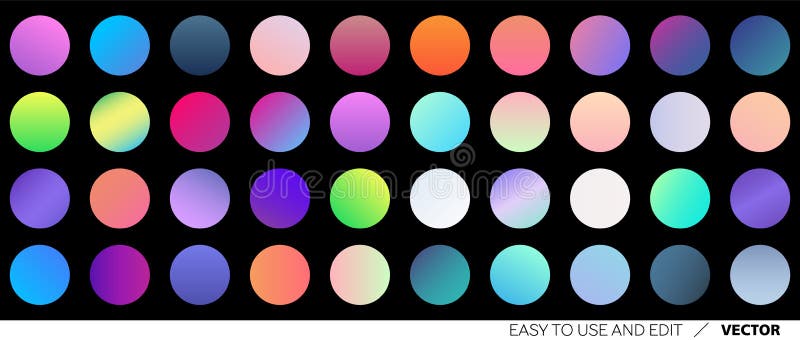 Set of Vector Gradients Palette in the Form of Circles Stock Vector ...