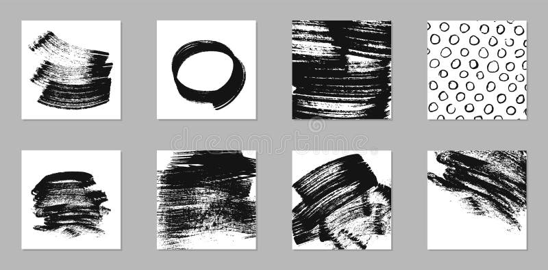 Set of Vector Grunge Abstract Backgrounds. Black Ink Marks, Brush ...