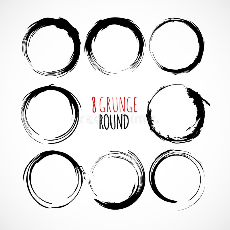 Set of Vector Grunge Circle Brush Strokes Stock Vector - Illustration ...