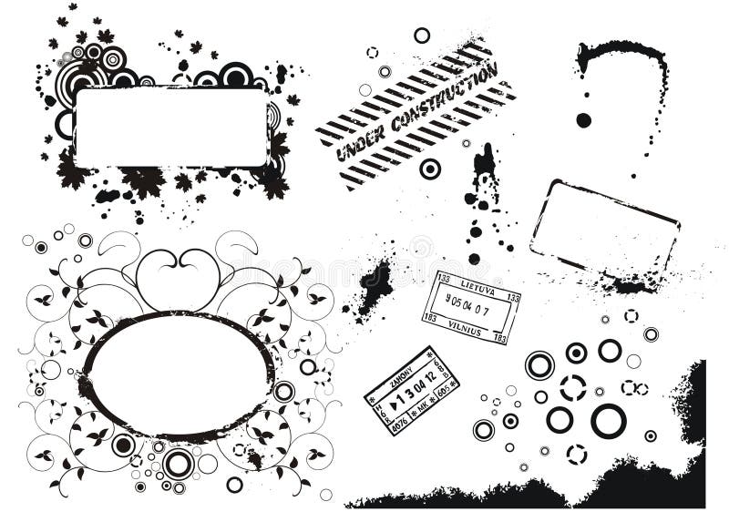Set of Vector Grunge Elements Stock Vector - Illustration of film ...