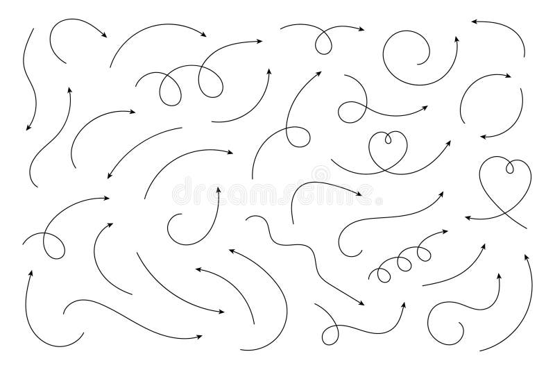 Set of Vector Hand Drawn Curved Arrows. Collection of Pointers Stock ... Set of Vector Hand Drawn Curved Arrows. Collection of Pointers Stock ...