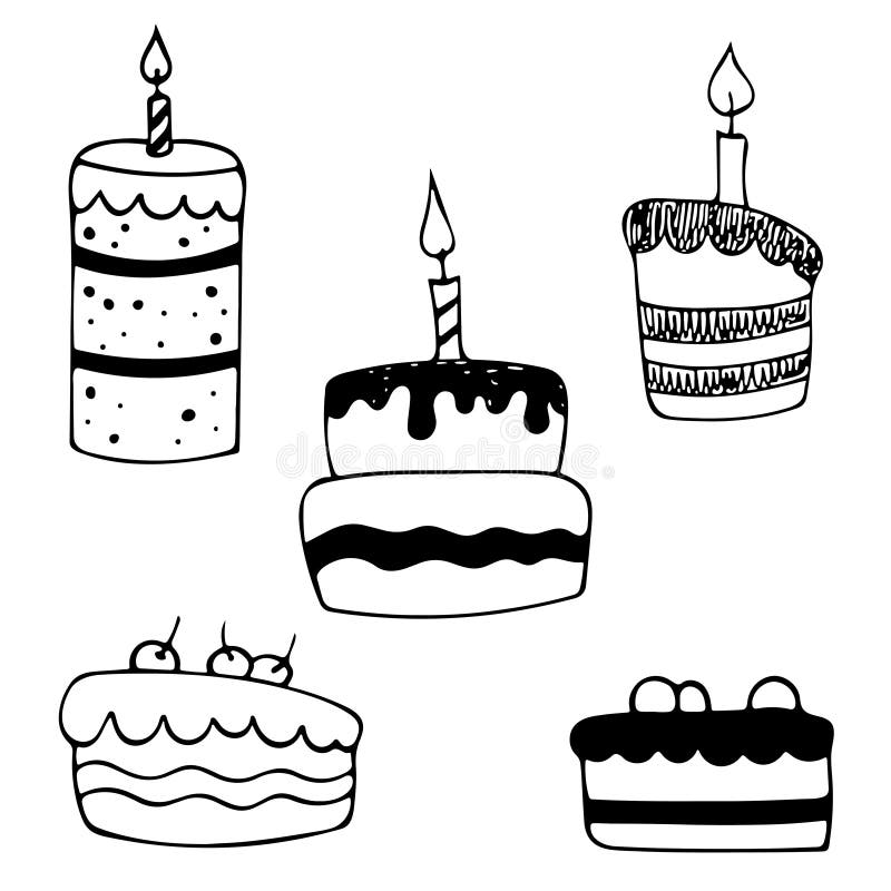 Set of Vector Hand Drawn Doodle Cakes Stock Vector - Illustration of ... Set of Vector Hand Drawn Doodle Cakes Stock Vector - Illustration of ...
