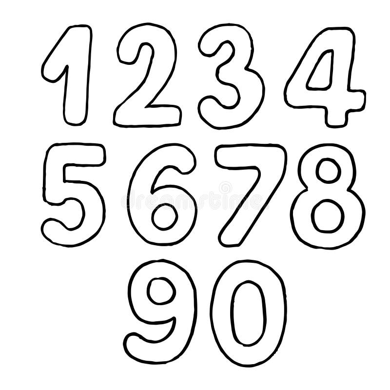 Set Of Vector Handdrawn Numbers From Zero To Nine Stock Vector