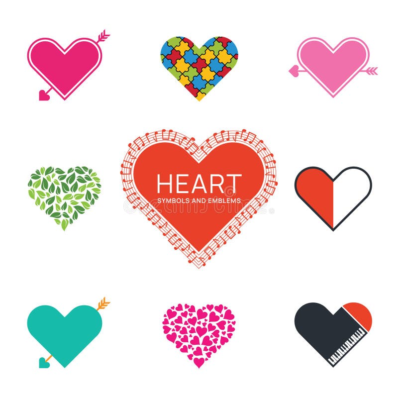 Set of Vector Heart Icons, Elements and Symbols. Stock Vector ...