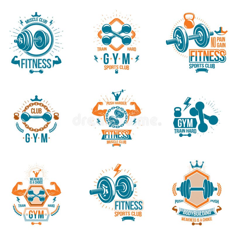 Set of Vector Heavy Load Theme Symbols and Advertising Leaflets Stock ...