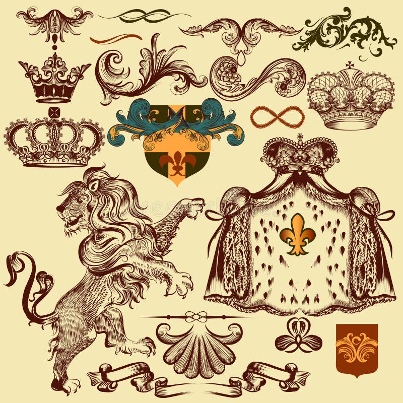Collection of Vector Heraldic Elements for Design Stock Vector ...