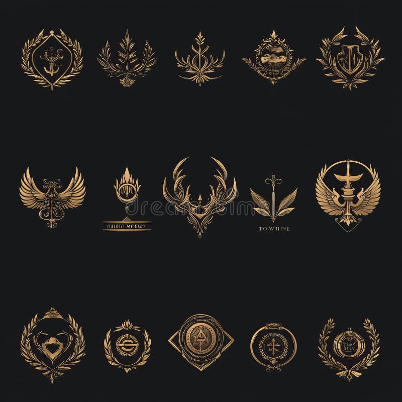 Set of Vector Heraldic Emblems, Badges and Design Elements. Stock ...
